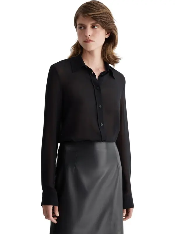 Veronica De Piante Julieta Shirt In Silk Georgette - Black
