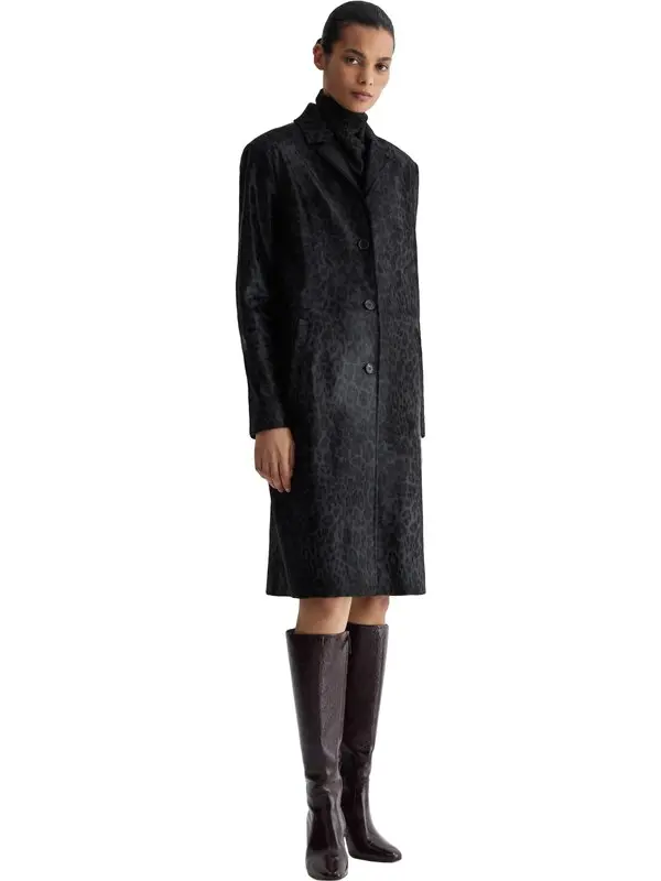 Veronica De Piante Gabriele Leopard-print Calf Hair Coat - Dark Grey Leopard