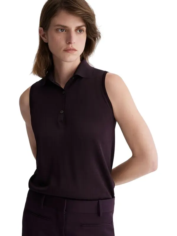 Veronica De Piante Selma Silk Knit Polo Vest - Deep Plum