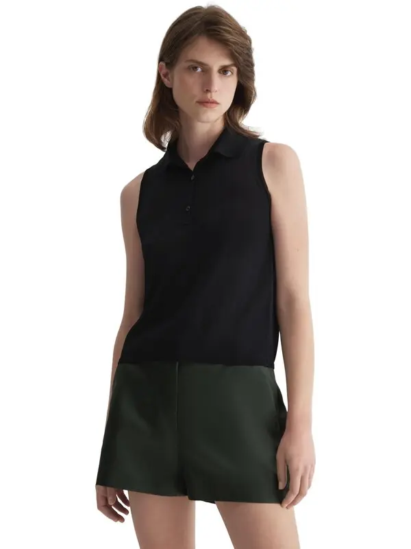 Veronica De Piante Selma Polo Vest In Silk Knit - Black