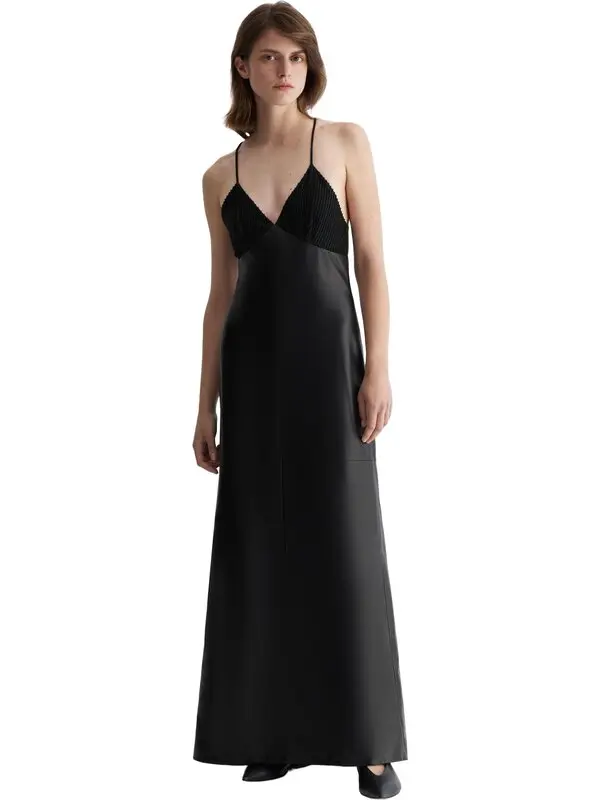 Veronica De Piante Amelia Nappa Leather Maxi Dress - Black