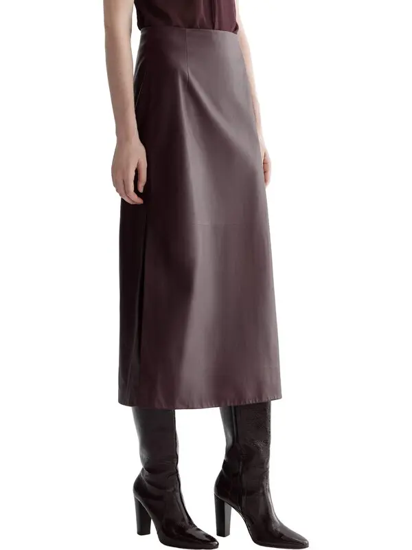 Veronica De Piante Gisele Nappa Leather Skirt - Maroon