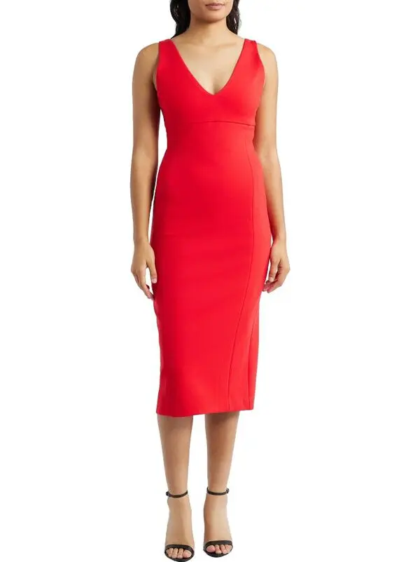 Spanx Spanxshape™ Ponte V-neck Sleeveless Midi Dress - Spanx Red