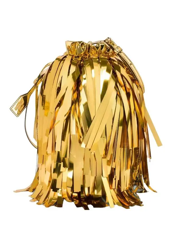 Moschino Fringed Bucket Bag - Gold