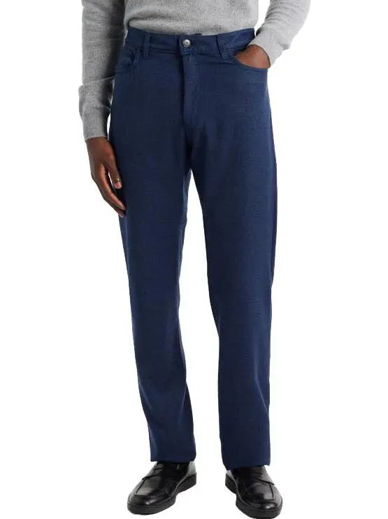 Canali Regular Fit Wool Flannel Trousers - Blue