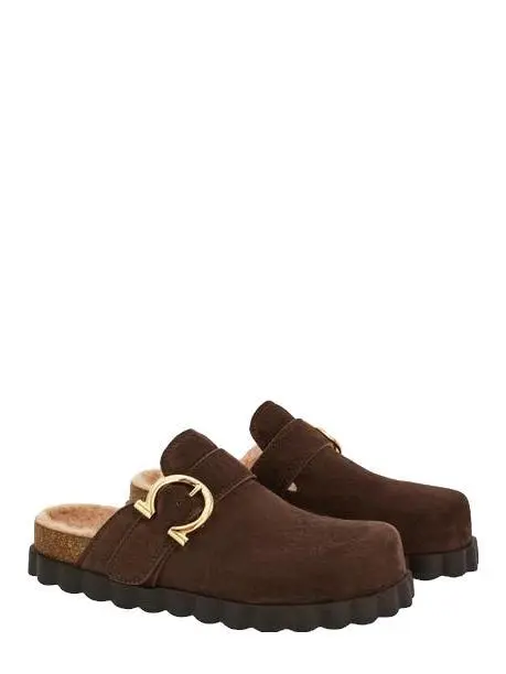 FERRAGAMO Zaida Shearling Lined Clog - Testa Di Moro