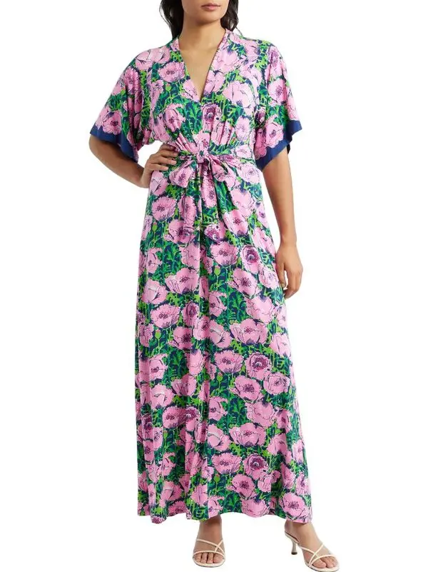 Lilly Pulitzer® Floral Maxi Dress - Pink/green/navy Floral