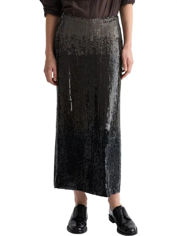 TWP Sylkie Fishscale Sequined Skirt - Dark Chocolate Gradient