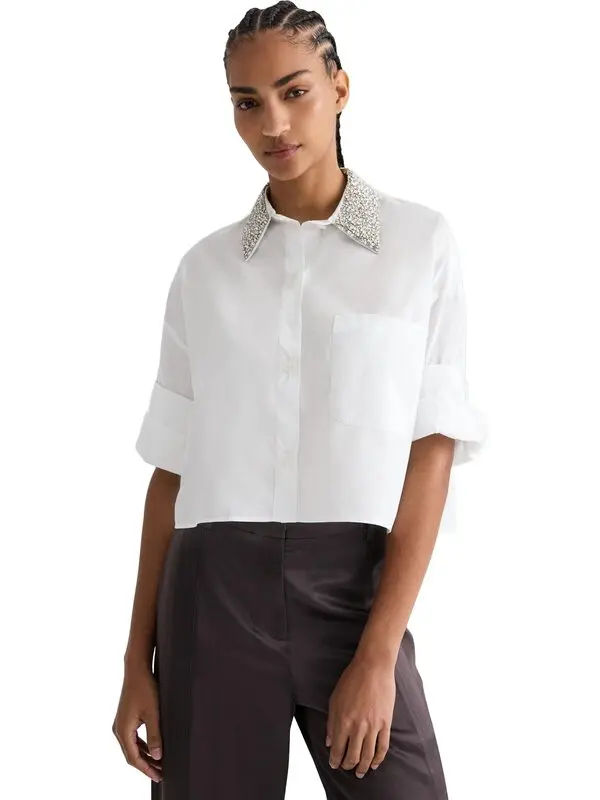 TWP Next Ex Crystal Collar Shirt - White
