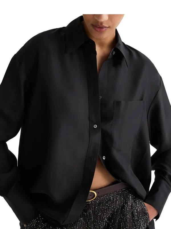 TWP Washed Silk Habotai Big Joe Shirt - Black