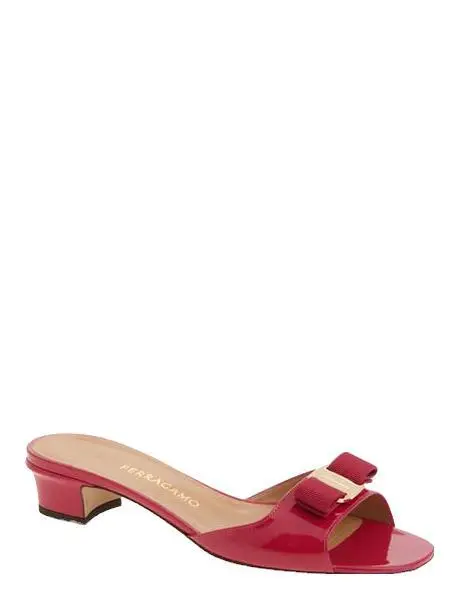 FERRAGAMO Vanilla Bow Slide Sandal - New Fuxia Biscotto