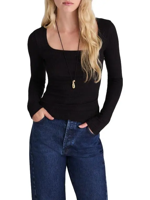 Madewell Rib Knit Square Neck Top - Jet Black