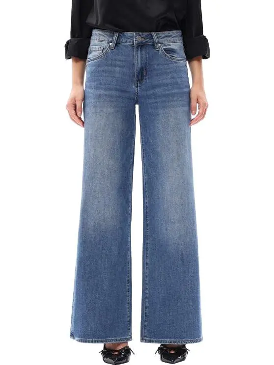 BAYEAS Mid-rise Wide-leg Jeans - Medium Blue