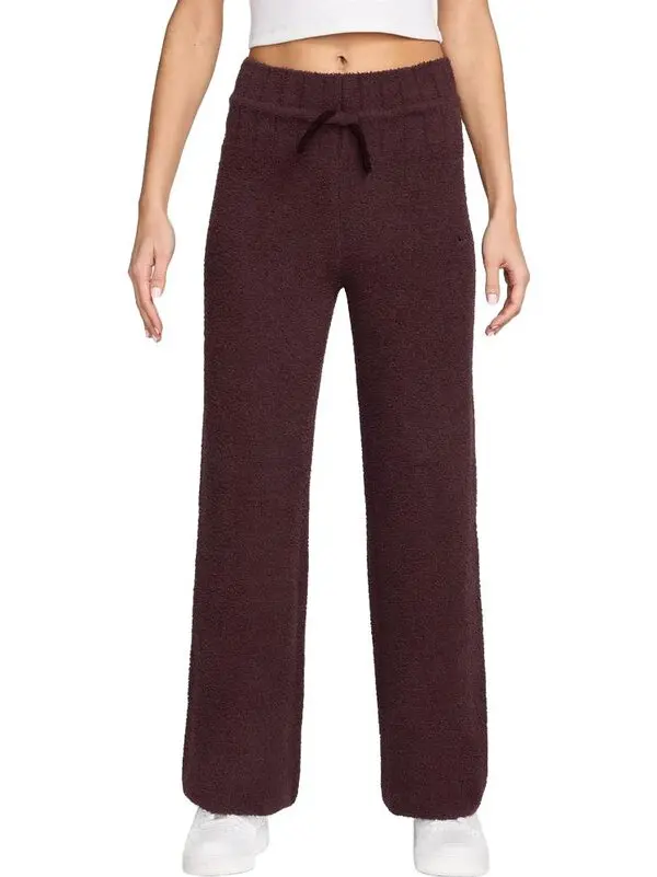 Nike Phoenix Bouclé Slim Fit Drawstring Pants - Burgundy Crush