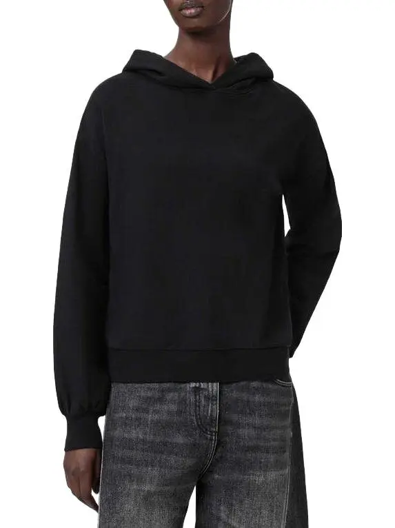 ALLSAINTS Rhinestone Logo Cotton Hoodie - Black
