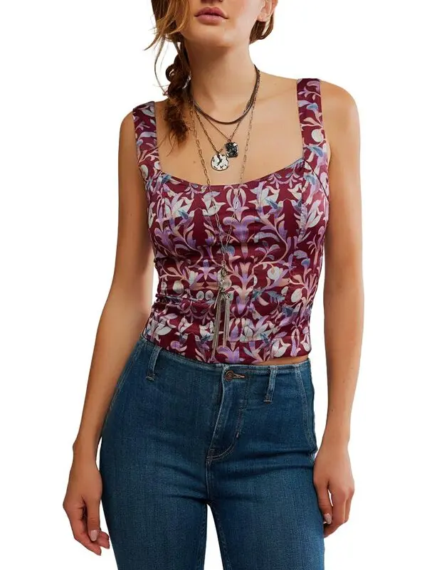 Free People Grace Corset Camisole - Cabernet Combo