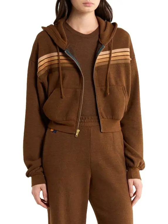 Aviator Nation 5-stripe Zip Hoodie - Chocolate/espresso