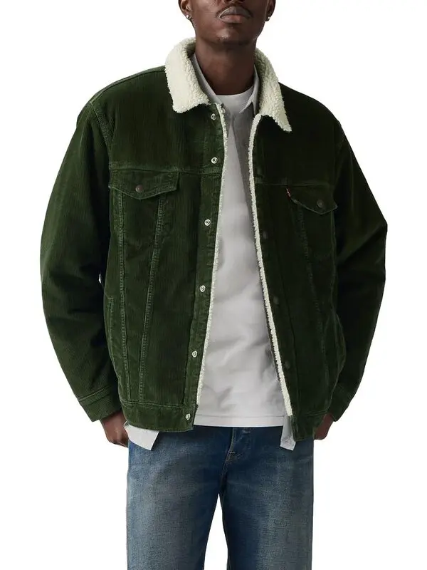 LEVI'S Relaxed Fit Faux Shearling Lined Corduroy Trucker Jacket - Duffel Bag