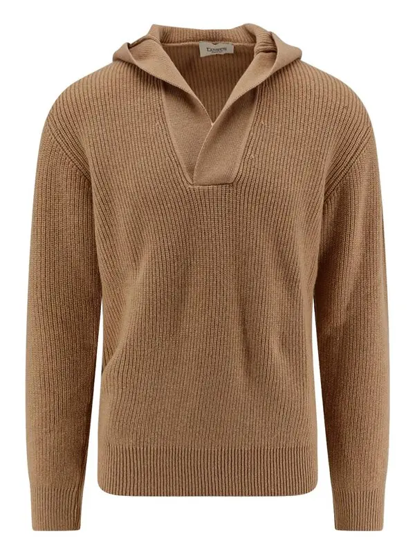LANEUS Wool And Cashmere Blend Hooded Sweater - Brown