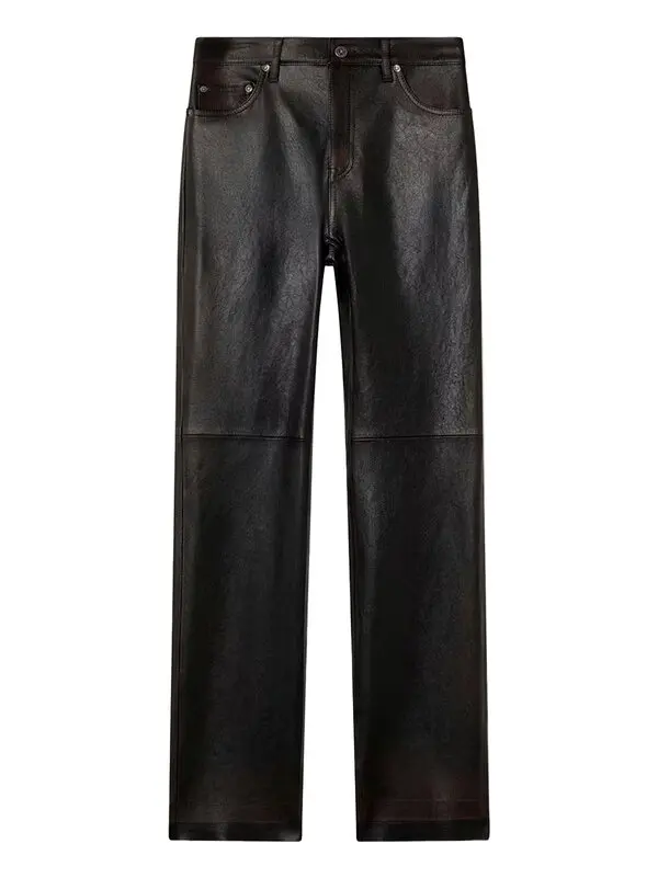 GOLDEN GOOSE Peg Leather Trousers - Brown