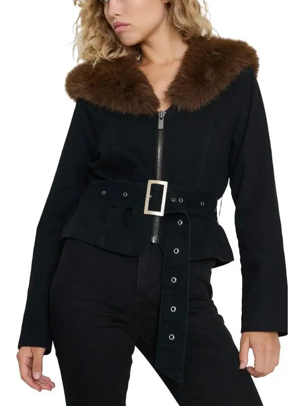 TT STUDIOS Carm Denim Faux Fur Jacket - William St.