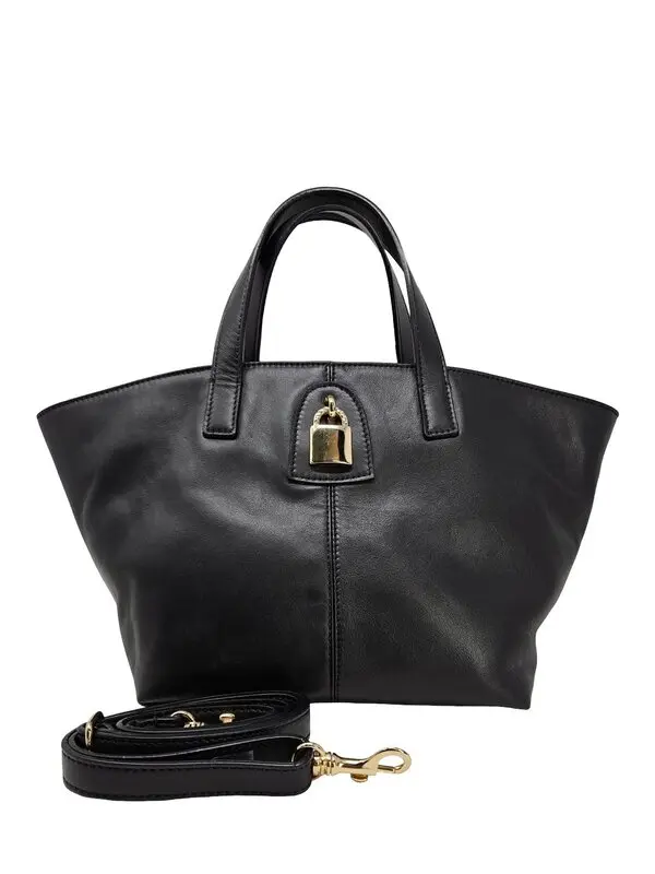 MADISON MAISON Leather Lock Tote Bag - Black