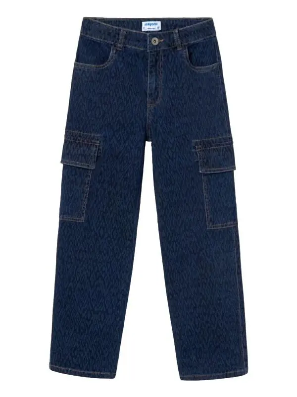 MAYORAL Relaxed Fit Cargo Jeans - Blue Denim