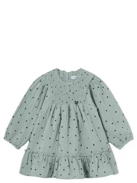 MAYORAL Fleck Cotton Dress - Blue Denim