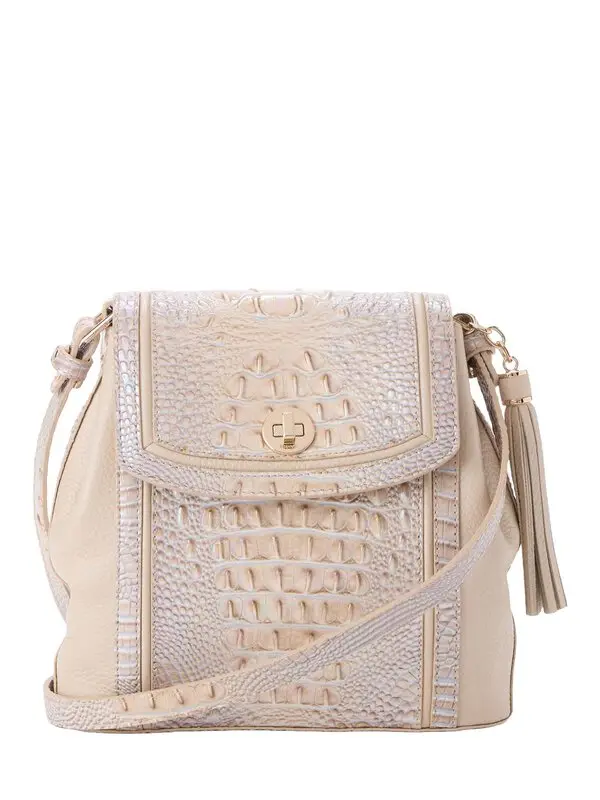 Brahmin Croc Embossed Leather Crossbody Bag - Pearl Admire