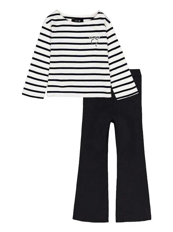 Joe's Jeans Stripe Top & Flare Leggings Set - Black