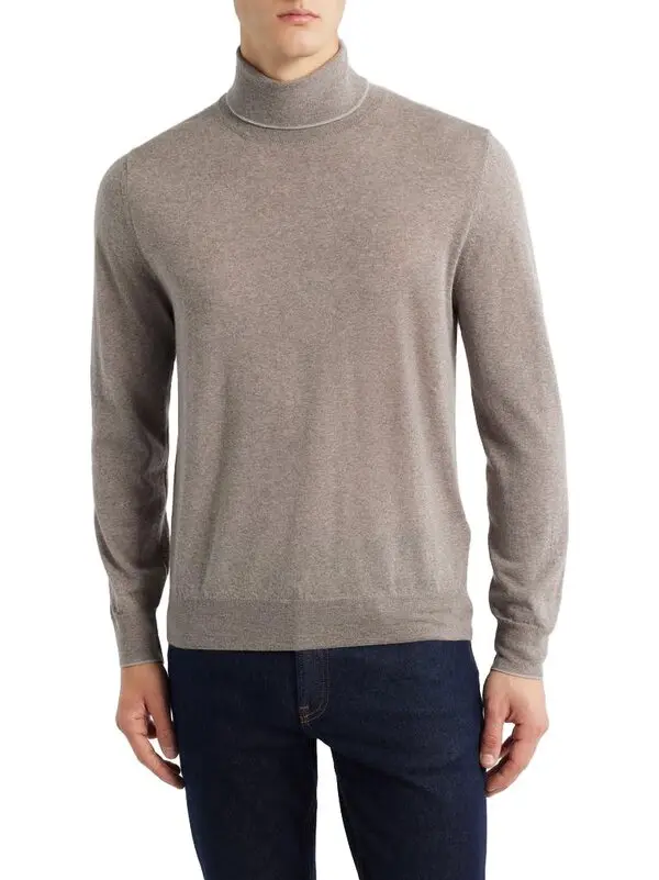 Canali Turtleneck Wool Sweater - Beige