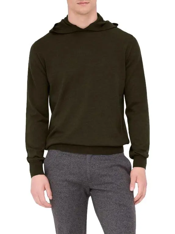 Bugatchi Merino Wool Hooded Sweater - Forest