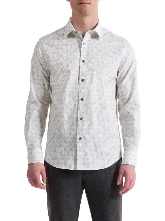 Bugatchi Julian Shaped Fit Musical Instrument Print Button-up Shirt - Chalk