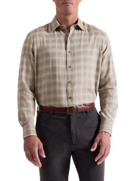 Bugatchi Julian Shaped Fit Plaid Button-up Shirt - Walnut