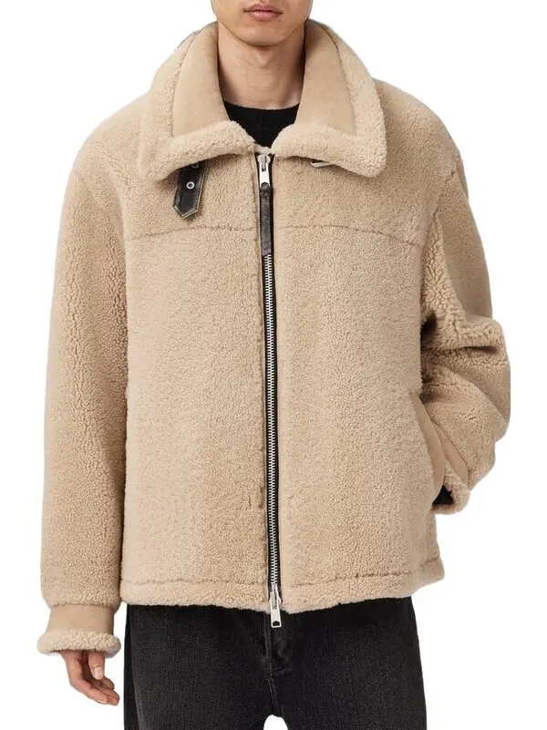 ALLSAINTS Vernon Shearling Jacket - Feather Taupe