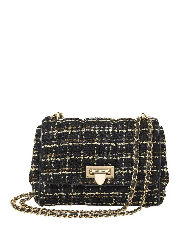 ASPINAL OF LONDON Small Tweed Lottie Cross-body Bag - Black