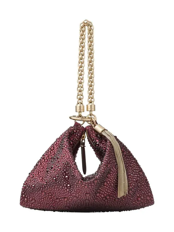 JIMMY CHOO Callie Crystal-embellished Clutch - Burgundy