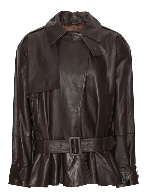 ROTATE BY BIRGER CHRISTENSEN Leather Biker Jacket - Mole