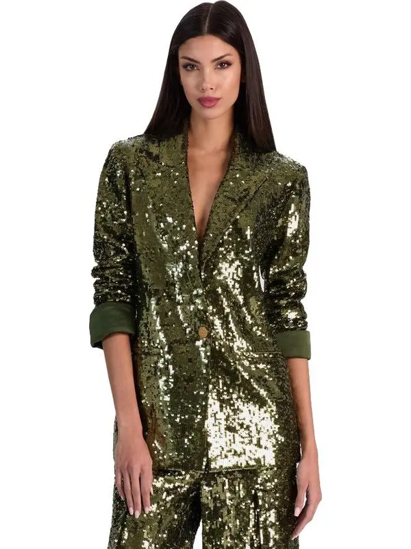 Alice + Olivia Quincy Sequin Blazer - Green