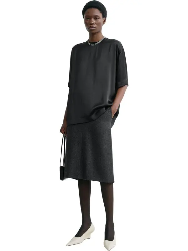 TOTEME Twill Skirt - Charcoal Melange