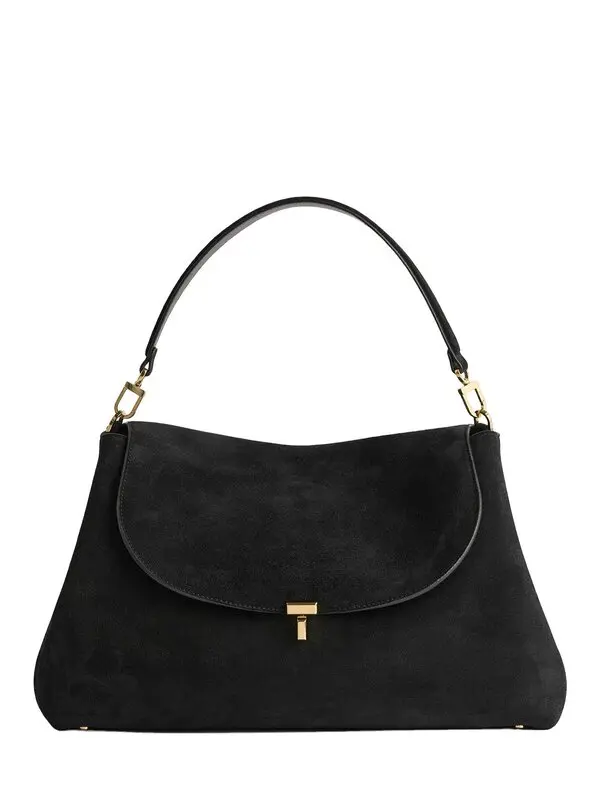 TOTEME T-lock Suede Satchel - Black