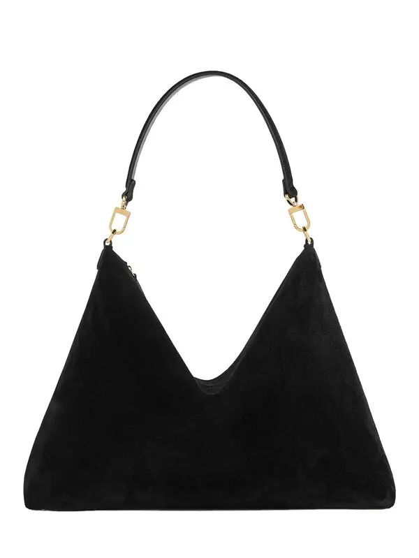 TOTEME Medium Bevel Suede Shoulder Bag - Black