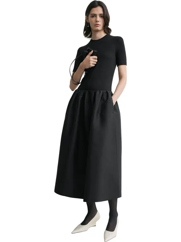 TOTEME Gathered Midi Skirt - Black