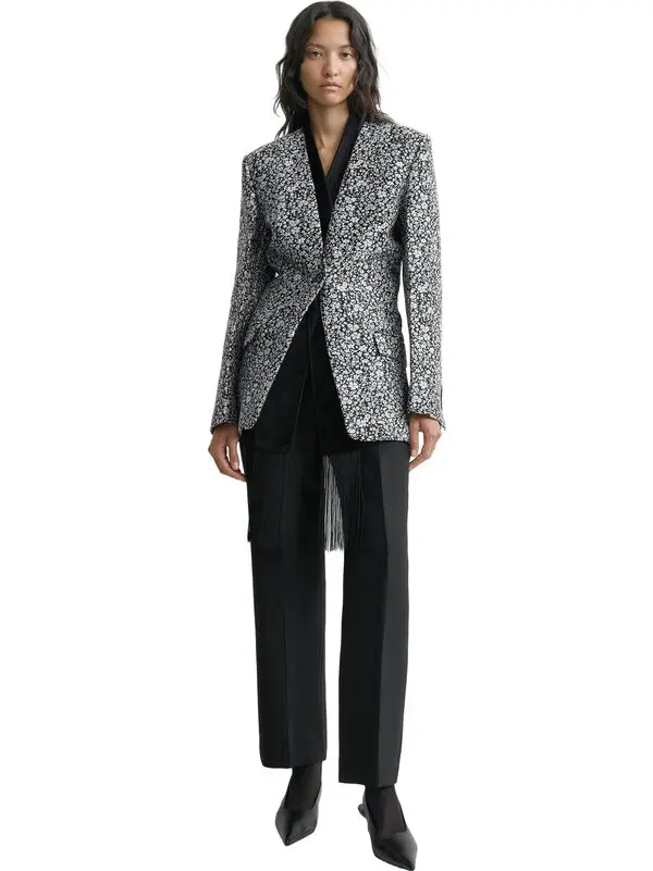 TOTEME Floral Jacquard Slouch Waist Blazer - White,black
