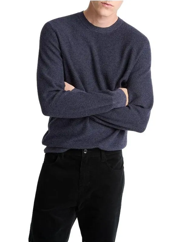 Vince Geo-jacquard Wool-blend Crew Neck Sweater - Blue