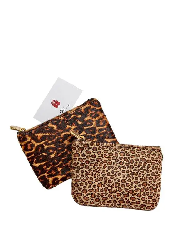 Gigi New York Leopard Print Pouch - Natural