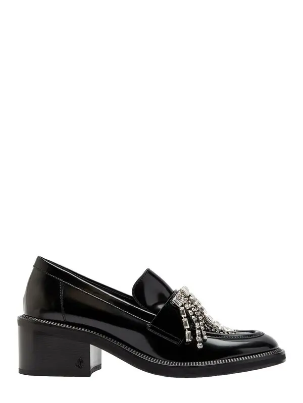 JIMMY CHOO Tylor 60 Crystal-embellished Loafers - Black And Silver