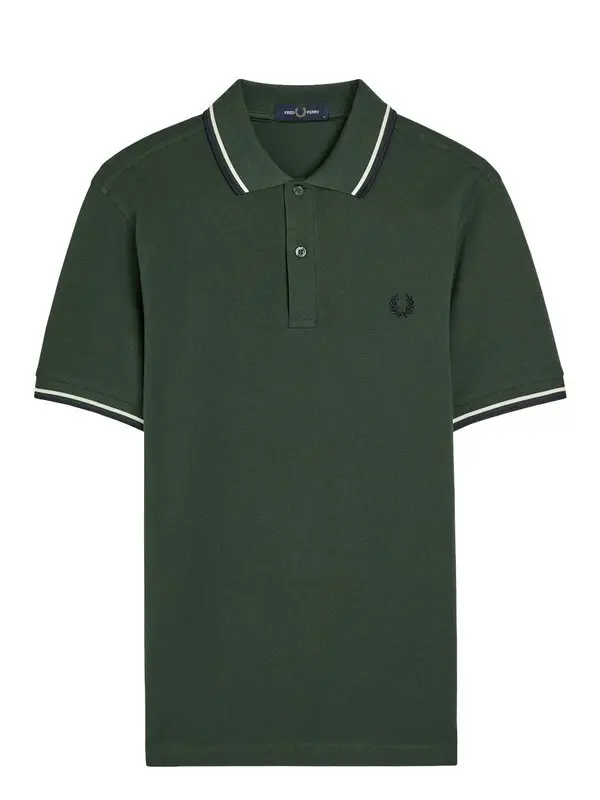 Fred Perry Twin Tipped Logo Piqué Cotton Polo Shirt - Dark Green