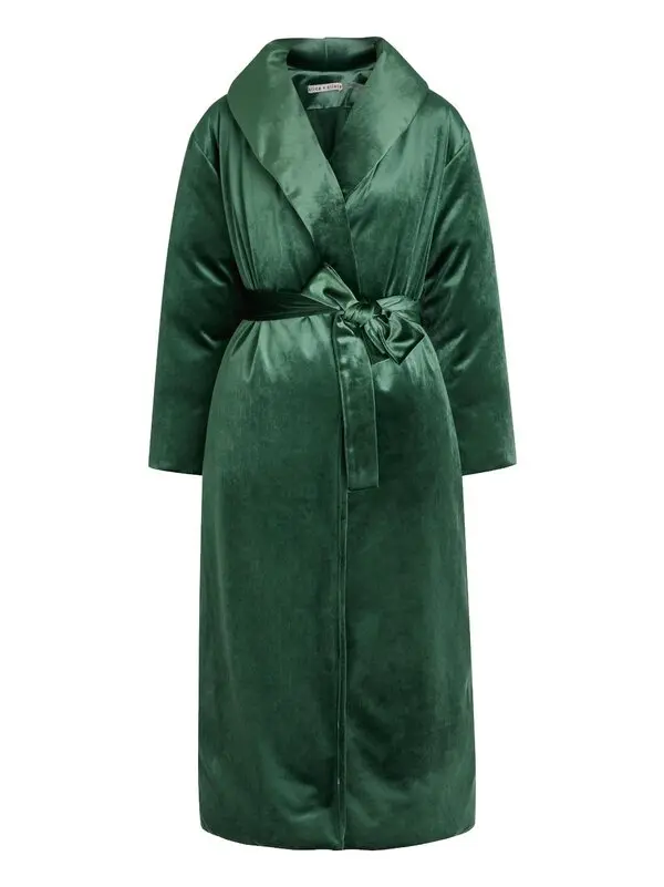 Alice + Olivia Ima Padded Belted Velvet Coat - Green