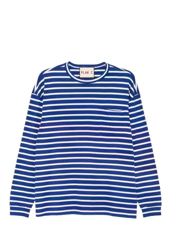 Plan C Striped Pocket T-shirt - Blue